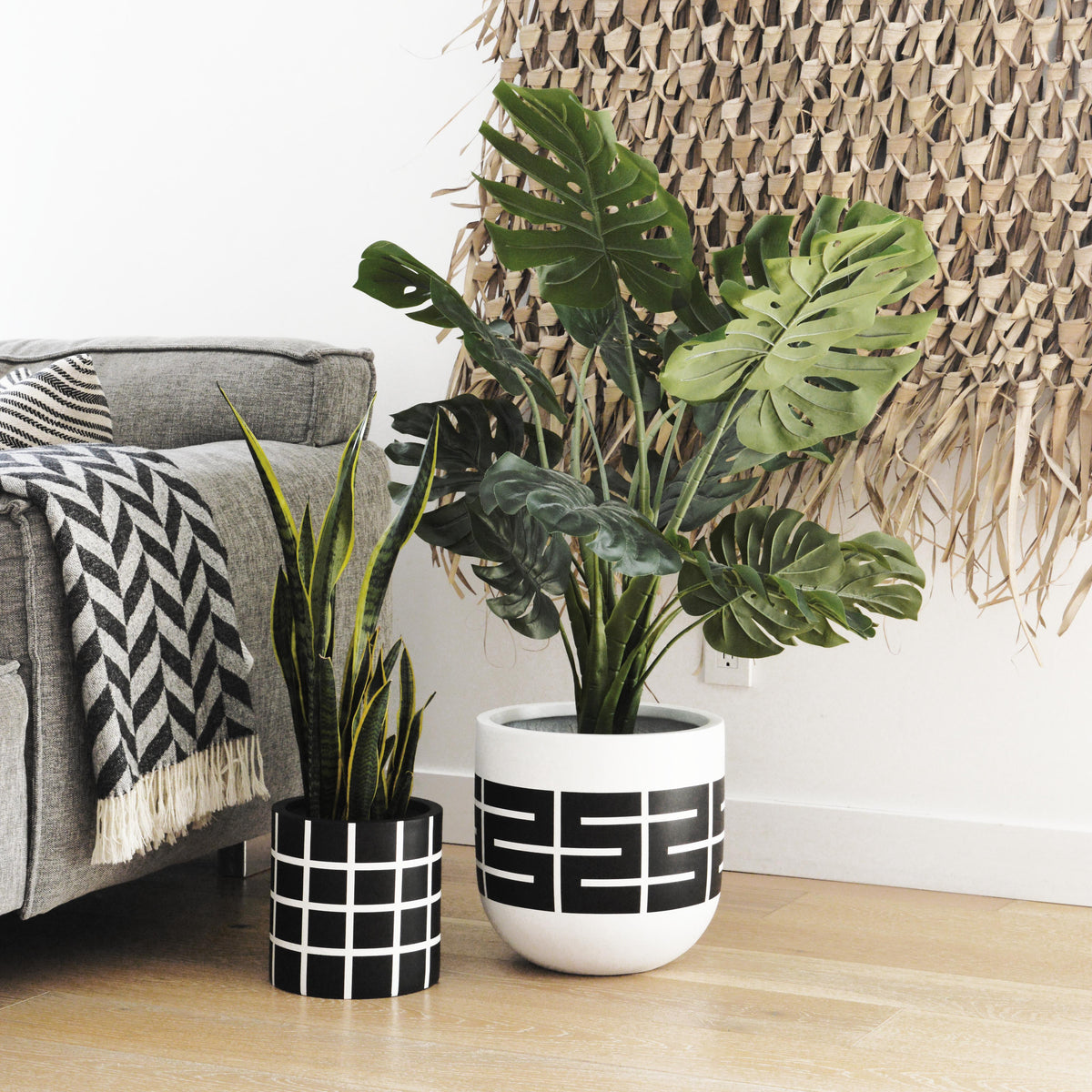Black and White Geometric Plant Pot - Common House Studio